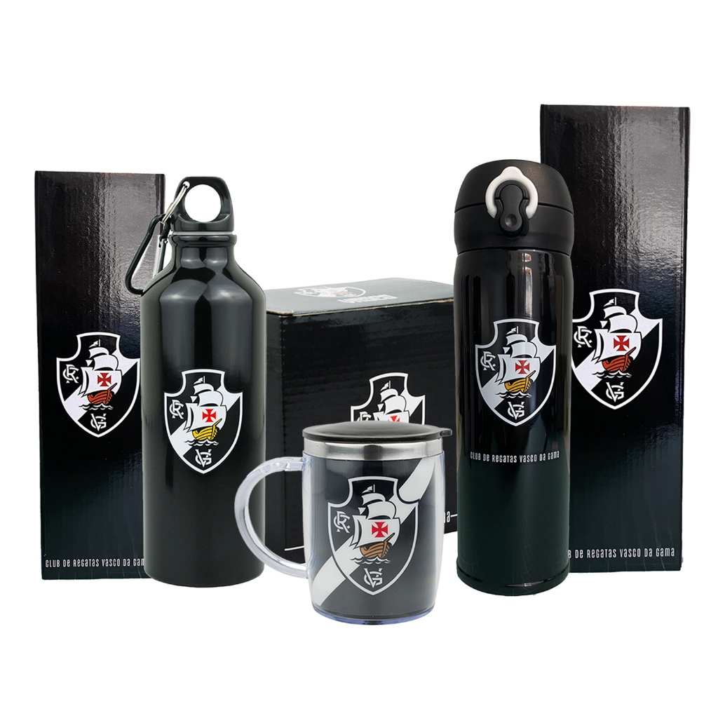 Kit Presente Vasco Caneca 2 Garrafa Térmica Inox Oficial | Shopee Brasil