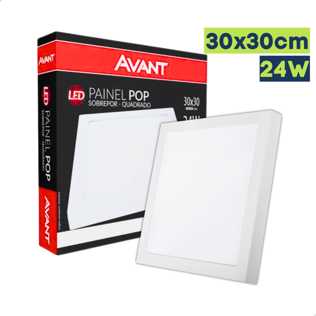 Painel Plafon 24w Quadrado Sobrepor Super Led Forte Branco Frio 6500K ...