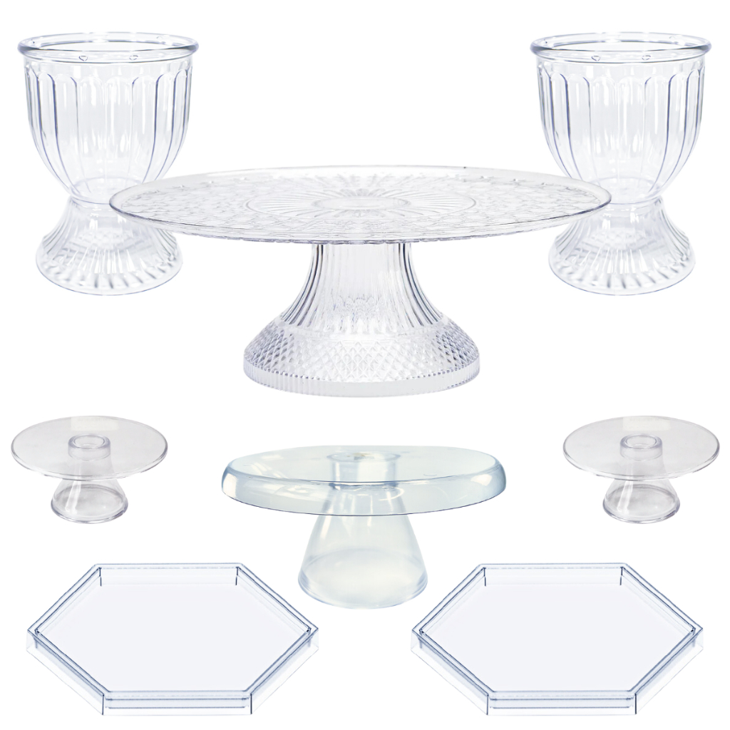 Kit Decoração De Festa 2 Vasos + 1 Boleira Rendonda + 3 Suporte De ...