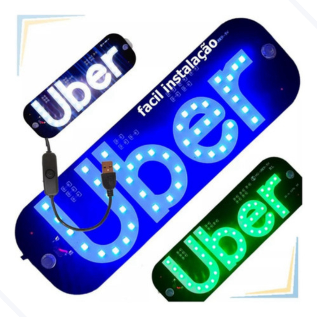 Placa Para Carro Led Letreiro Motorista De Aplicativo Uber | Shopee Brasil