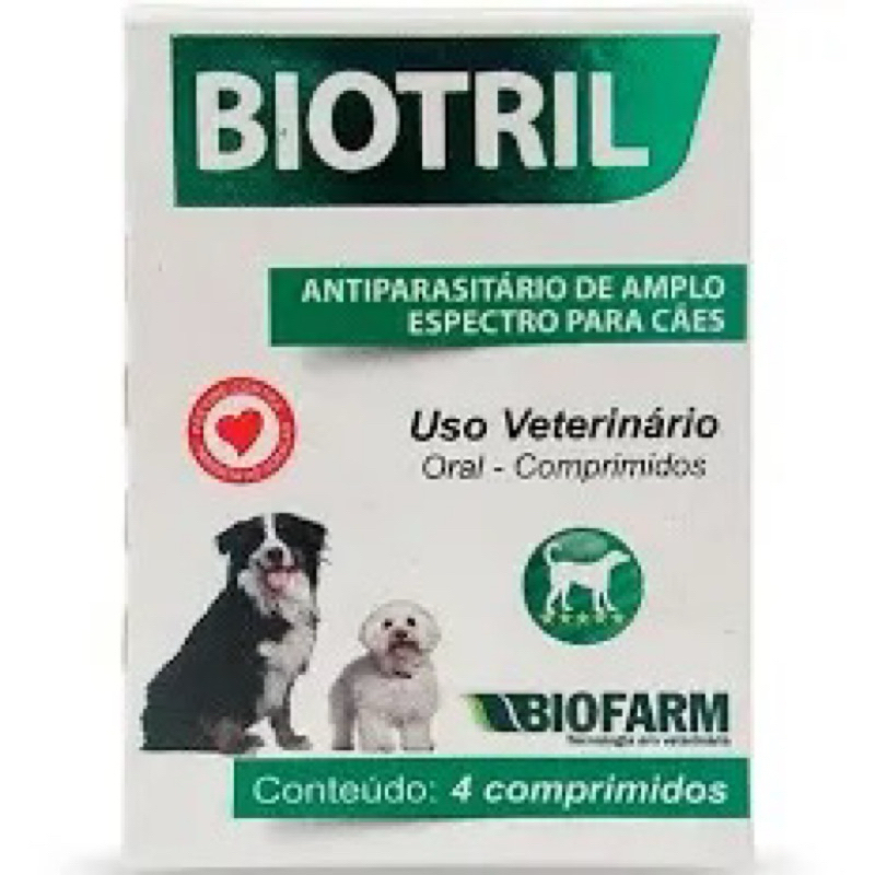 Vermífugo para Cães Biotril com 4 Comprimidos - Biofarm | Shopee Brasil