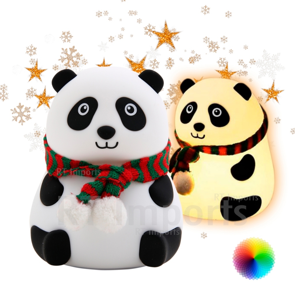 Luminaria Abajur Led Panda Silicone De Toque Touch USB RGB Recarregavel ...
