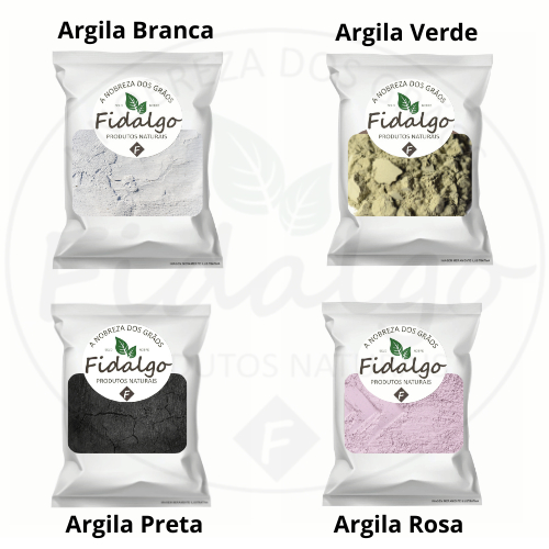 Kit Skincare Argila Branca 500g, Argila Verde 500g, Argila Preta 500g e ...