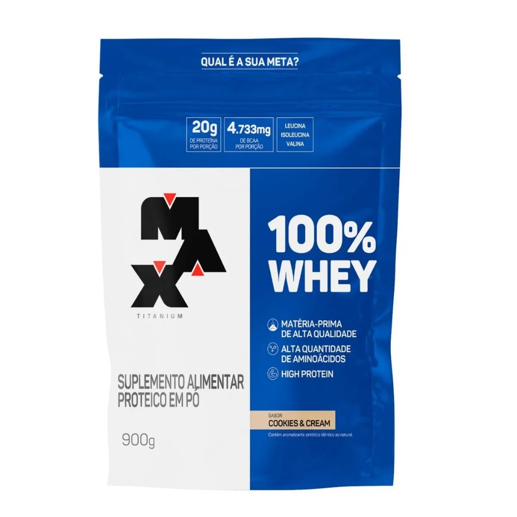 Suplemento 100% Whey Protein Concentrado -Refil - Max Titanium 900g | Shopee Brasil
