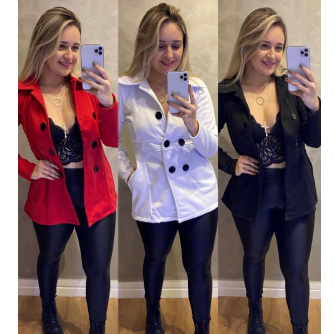 SOBRETUDO MOLETOM FLANELADO MODA FEMININA M G GG | Shopee Brasil