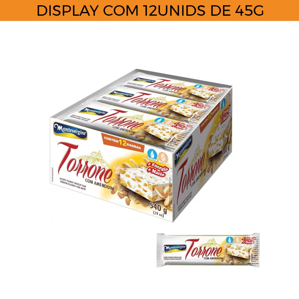 Torrone C/ Amendoim 12 Unids 45g - Montevérgine - Escorrega o Preço