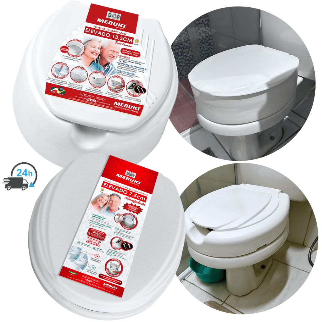 Assento Sanitário Elevado Tampa Vaso Para Idosos Gestante Pessoas C ...