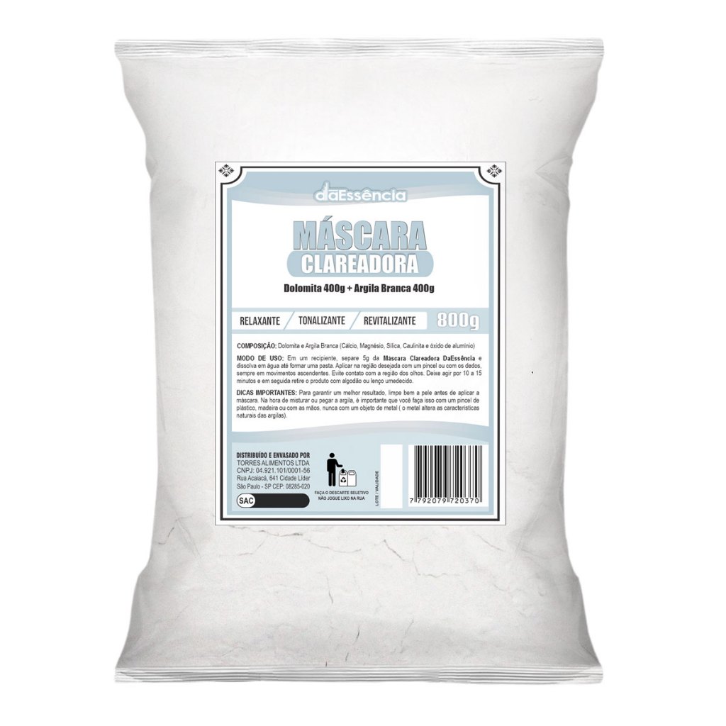 Clayey Mask - Dolomita com Argila Branca 800g | Shopee Brasil