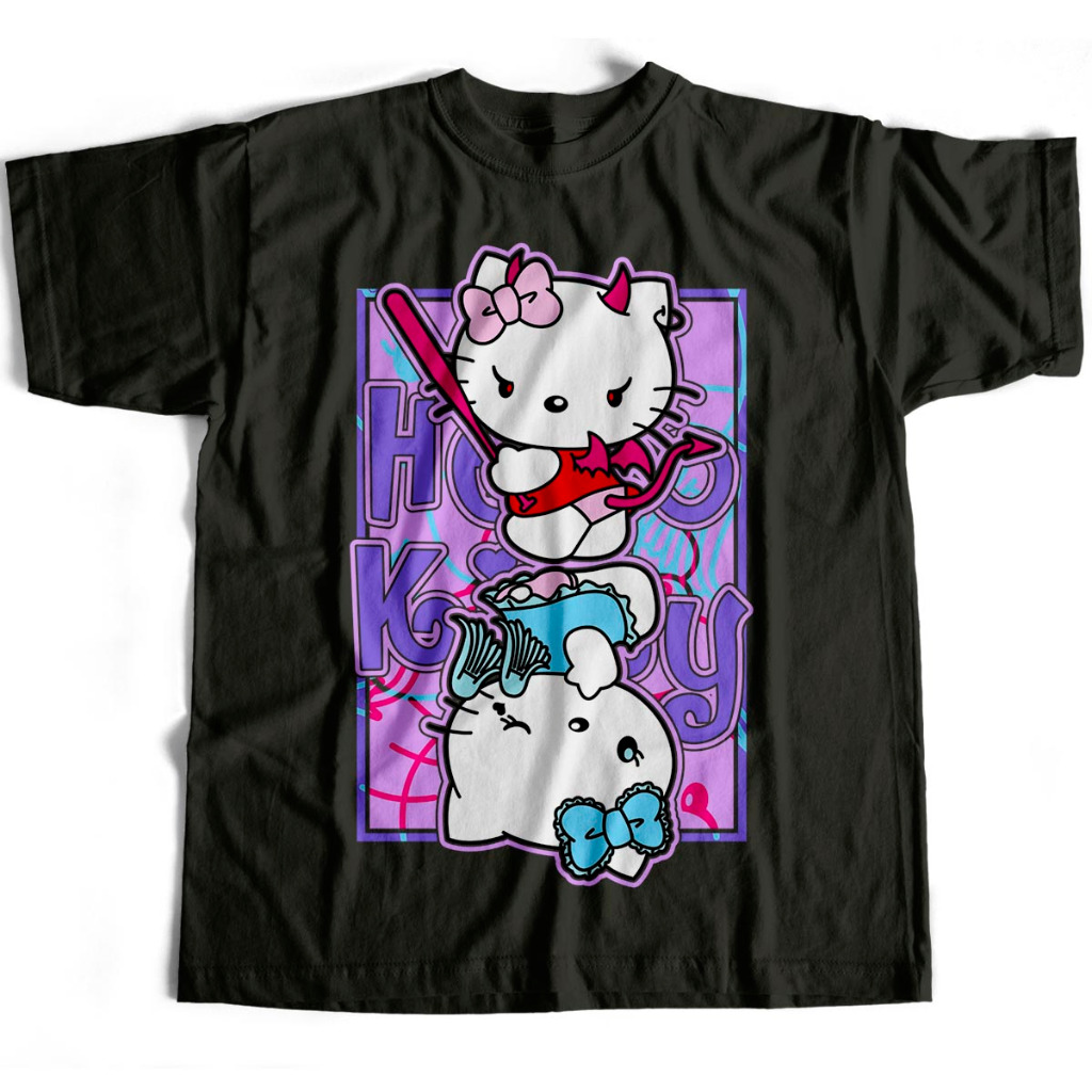 Camiseta Básica Anjinho e Malvada Bipolar Hello Kitty | Shopee Brasil
