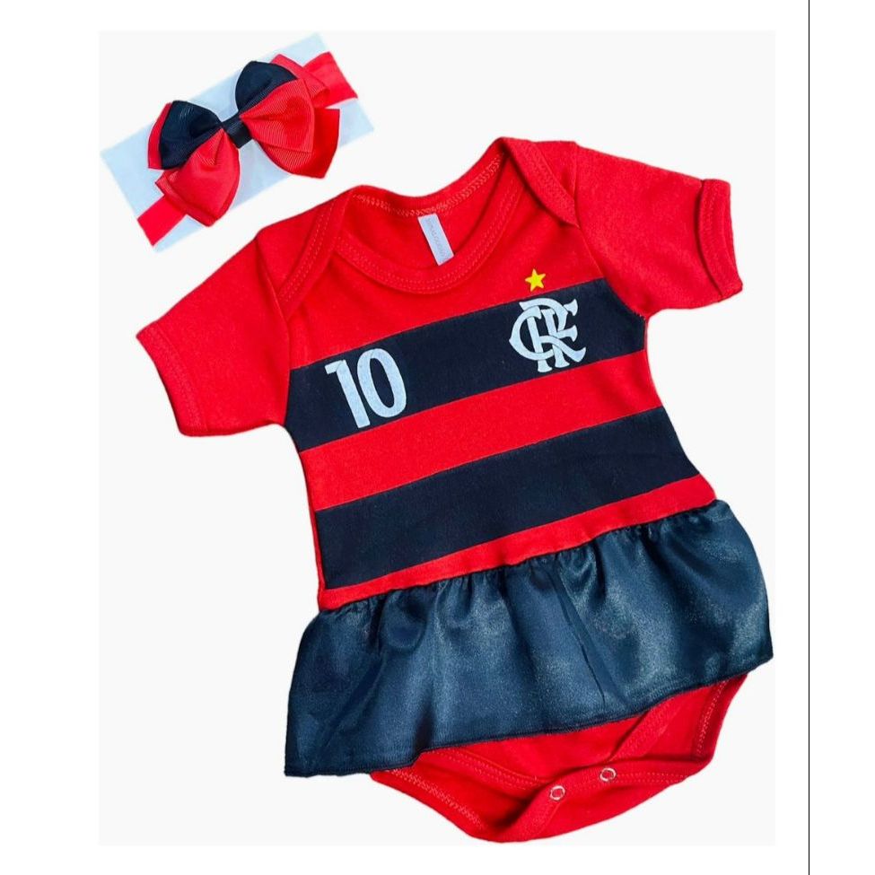 Kit Body Bebê Flamengo + Faixa Mesversário Menina | Shopee Brasil