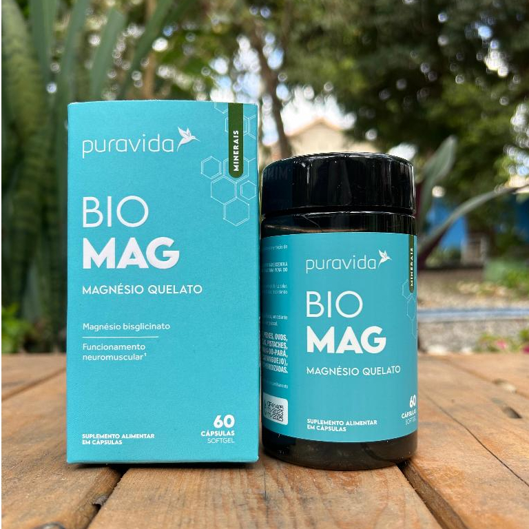 Bio Mag Magnesio Quelato 60 Caps Softgels puravida | Shopee Brasil
