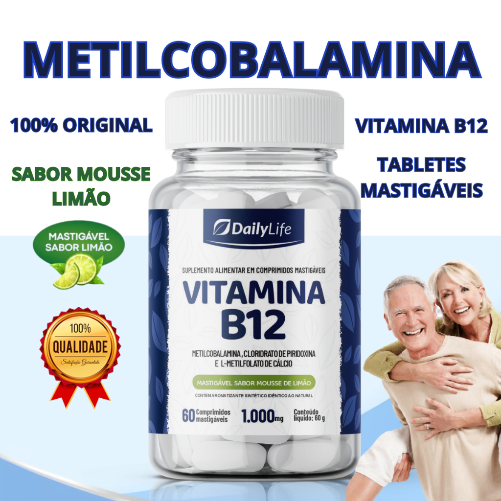 Vitamina B12 Metilcobalamina 60 Comprimidos Mastigáveis de 1000 mg ...