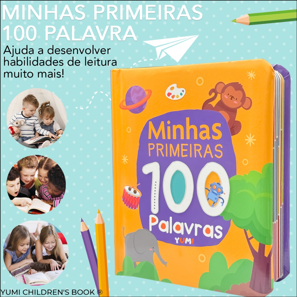 Livro Infantil Bebê Minhas Primeiras 100 Palavras Capa Dura Premium ...