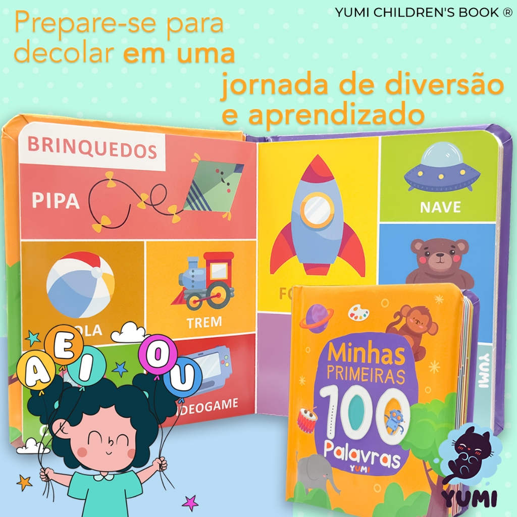 Livro Infantil Bebê Minhas Primeiras 100 Palavras Capa Dura Premium ...