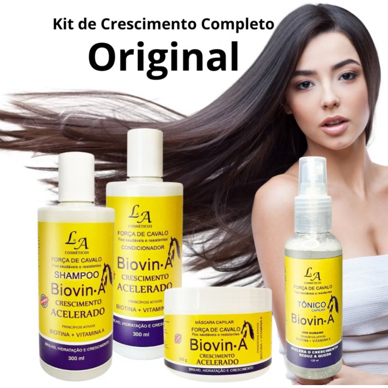 Kit Crescimento Capilar Biovin-A Força de Cavalo + Tônico Crescimento L ...