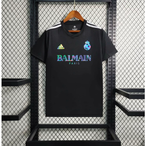 Uniforme/Camiseta - Real Madrid Balmain - Preto/Branco - Player ...