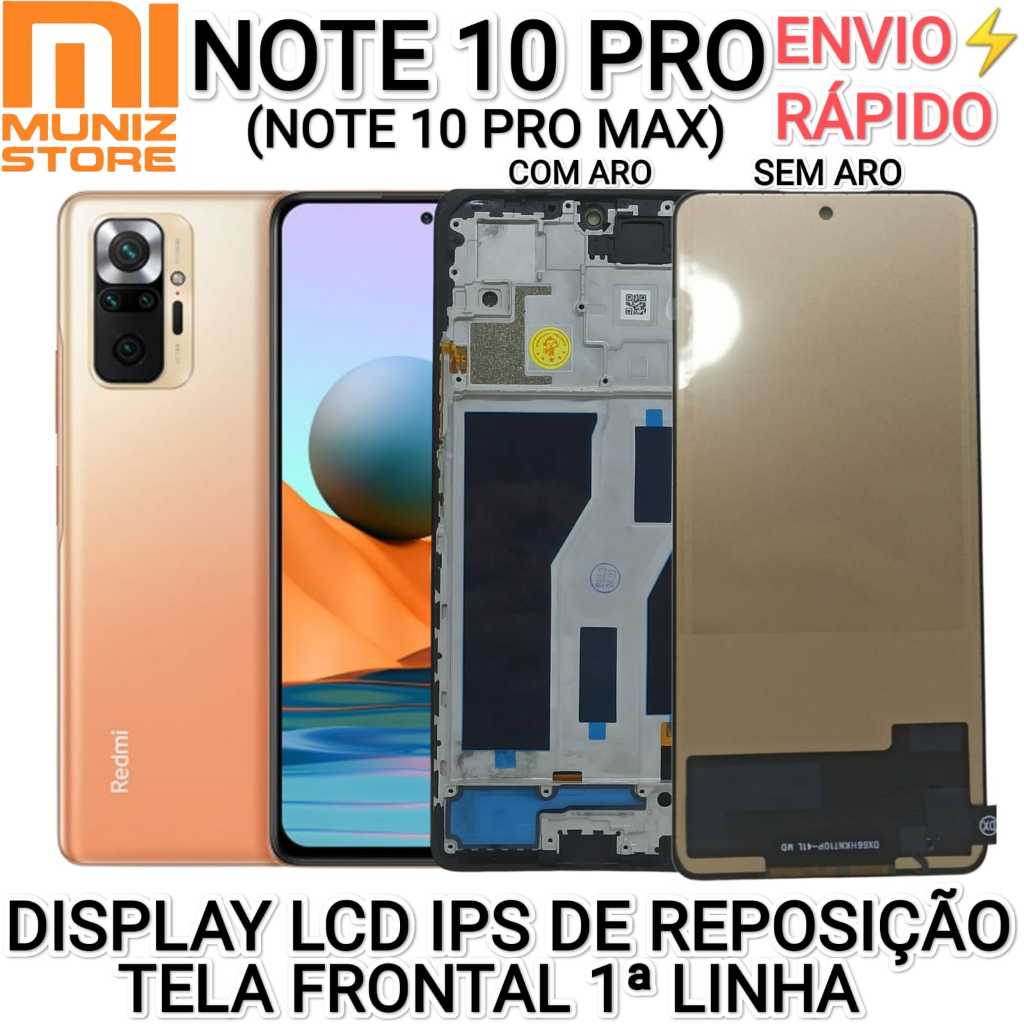 Display Chassi Redmi Note 10 Pro/Max 1°Linha Tela LCD IPS Frontal Com ...