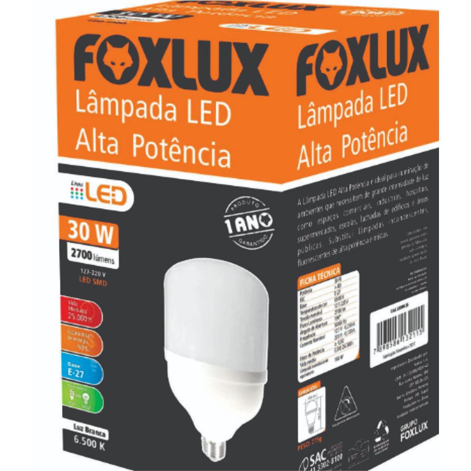LAMPADA LED FOXLUX 6500K | Shopee Brasil