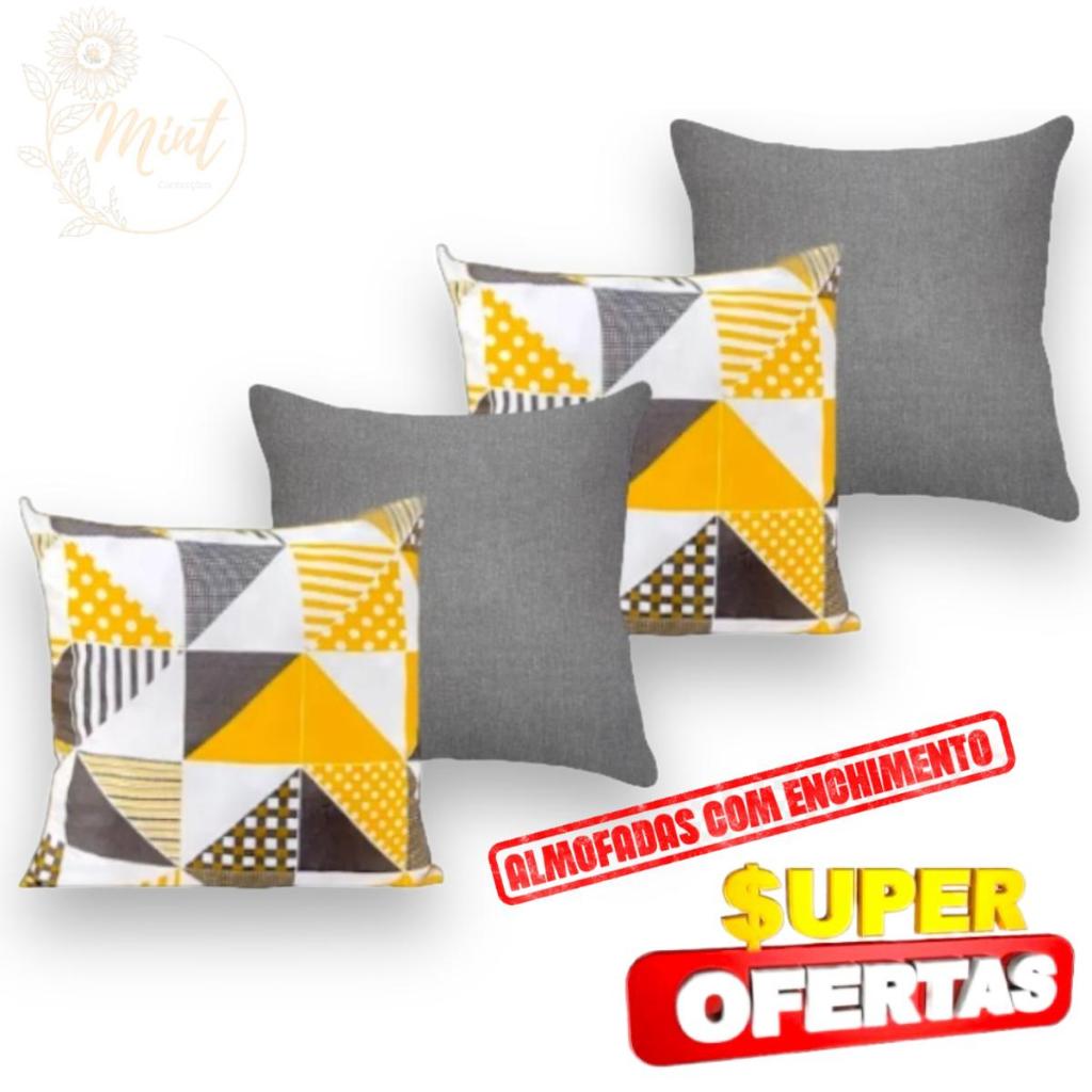 KIT c\ 4 ALMOFADAS CHEIAS c\ ZÍPER 45X45cm ALMOFADAS DECORATIVAS ... KIT c\ 4 ALMOFADAS CHEIAS c\ ZÍPER 45X45cm ALMOFADAS DECORATIVAS ...