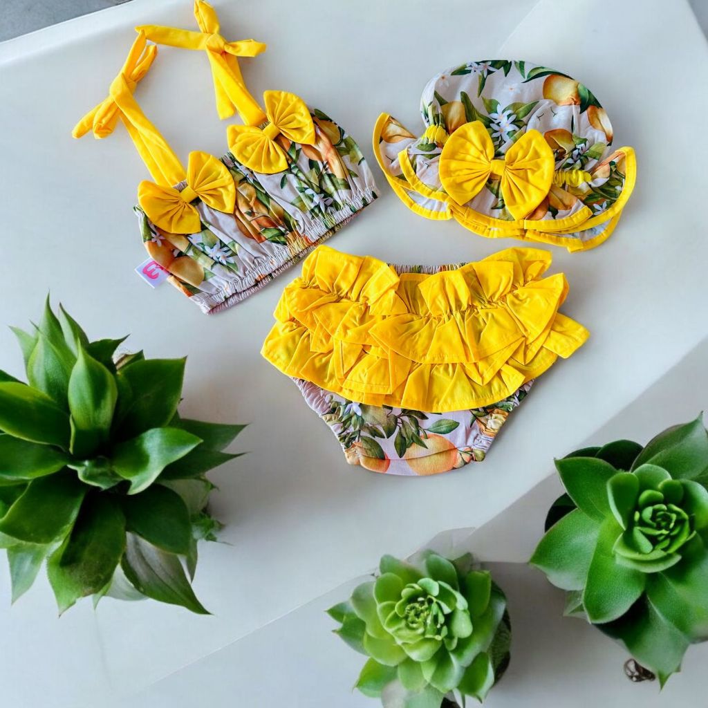 Conjunto Banho De Sol Melancia Laranja Moda Praia Bebe Bunda Rica ...