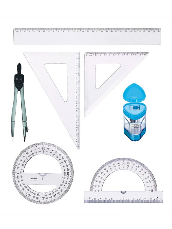 kit Escolar Compasso Transferidor Regua Esquadro Apontador | Shopee Brasil