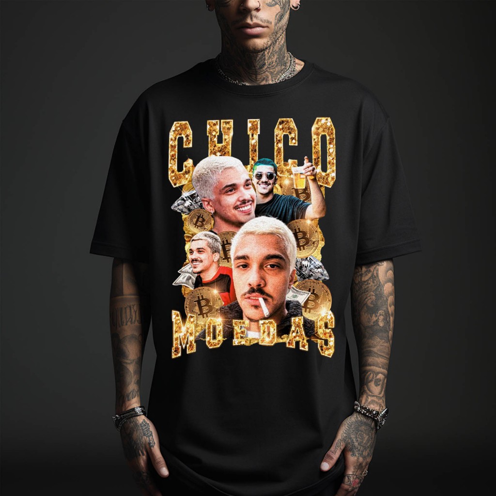 Camiseta Estampada meme Chico Moedas Artista Camisa Premium Gola ...