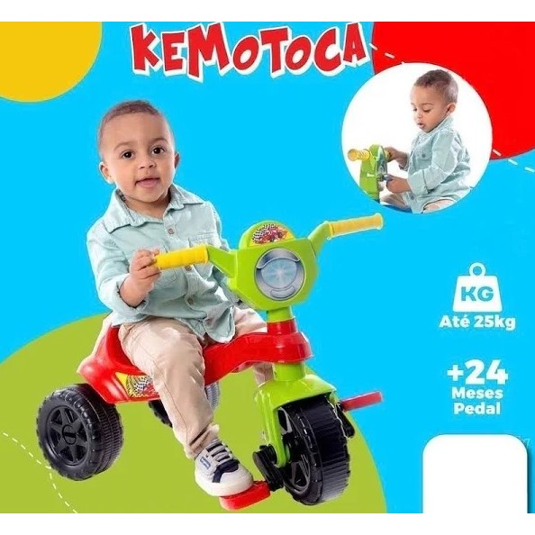 Triciclo Velotrol Infantil Motoca Motoquinha Corrida Vermelho/Verde 25 ...