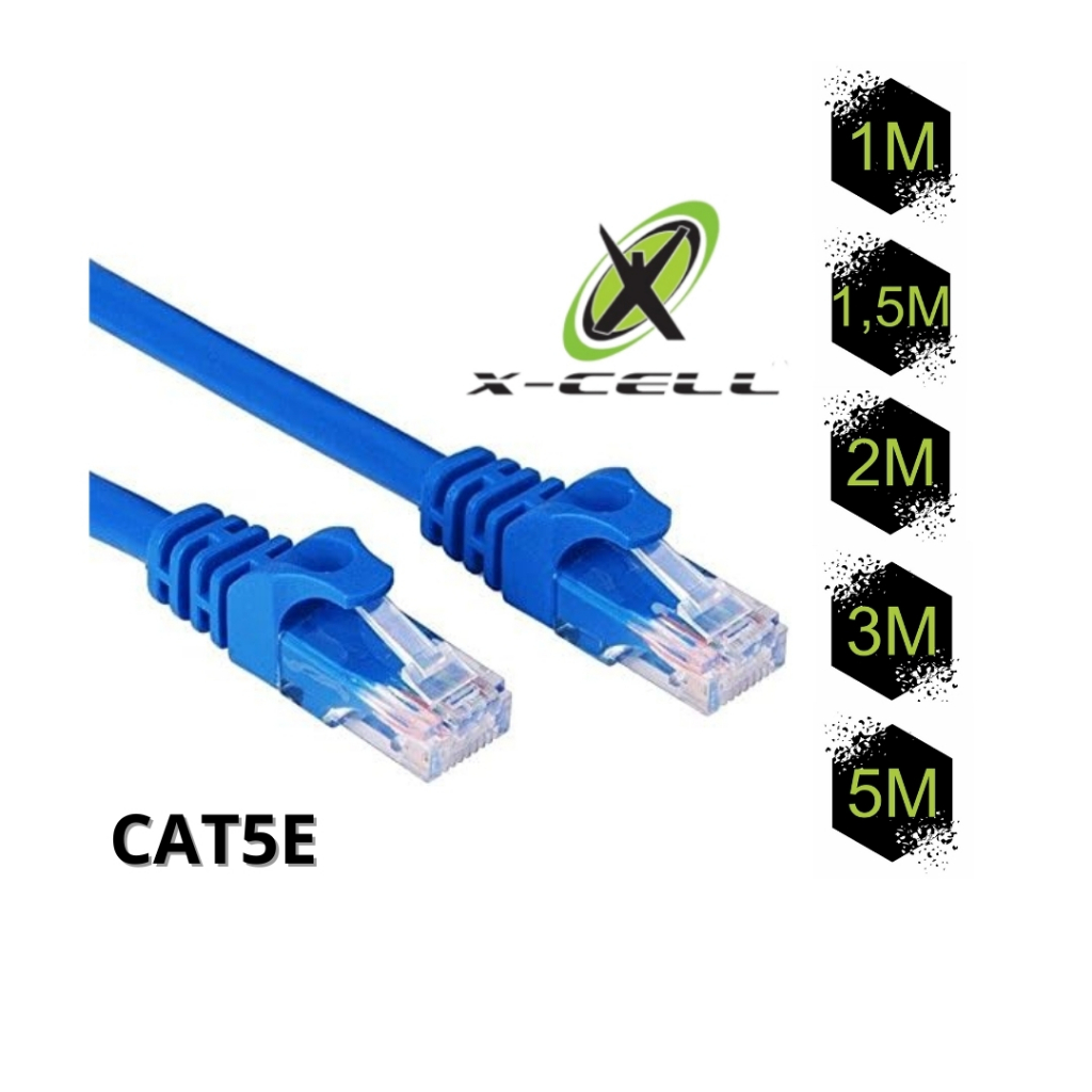 Cabo de Rede Conector RJ45 Macho x RJ45 Macho CAT5E 1m 1,5m 2m 3m 5m X ...