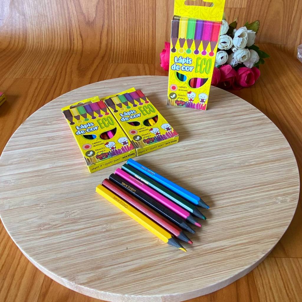 Lapis De Cor Curto ECO 24 Caixinhas 6 CORES Sort. Gatte Kids | Shopee ...