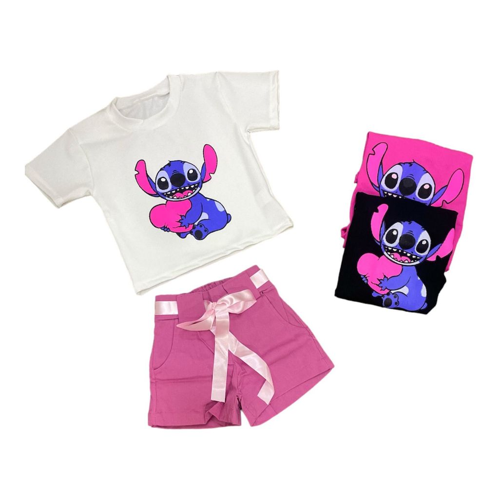 Conjunto Stitch verão infantil feminino Cropped e short | Shopee Brasil