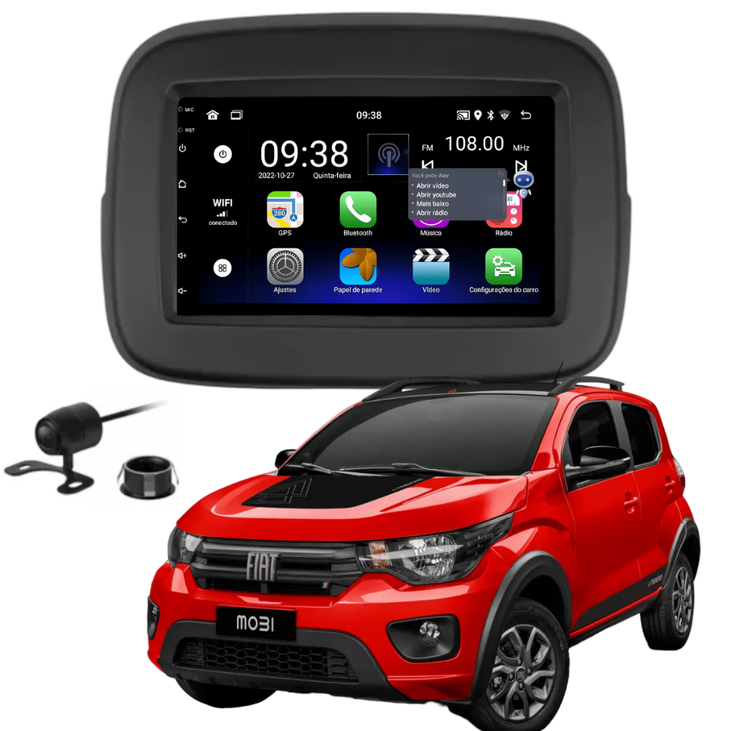 Central Multimidia Fiat Mobi 2gb 32gb Android 13 Carplay Android Auto Sem Fio Camera De Ré ...