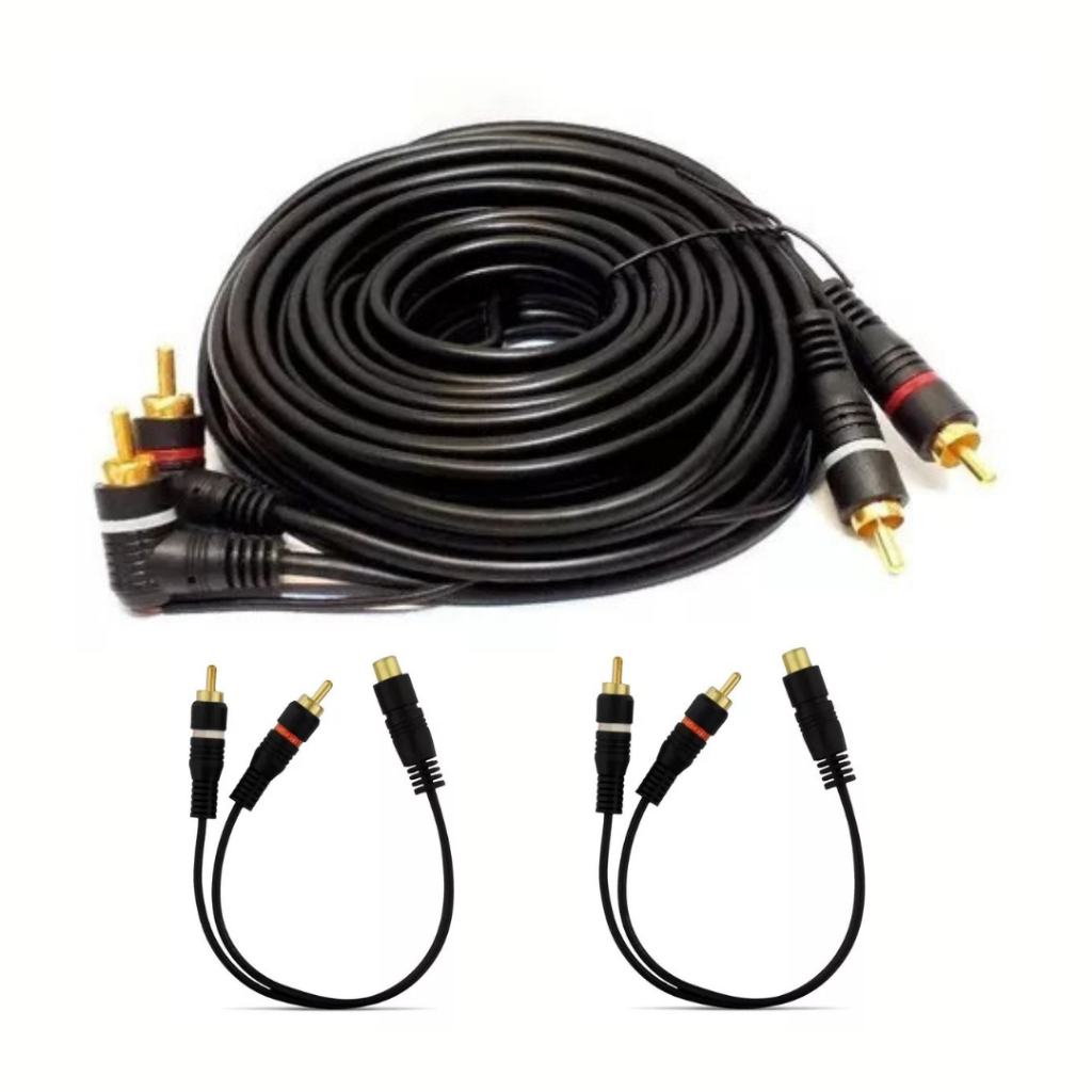 Cabo Som Automotivo Rca 5 Metros + 2 Cabos Y | Shopee Brasil