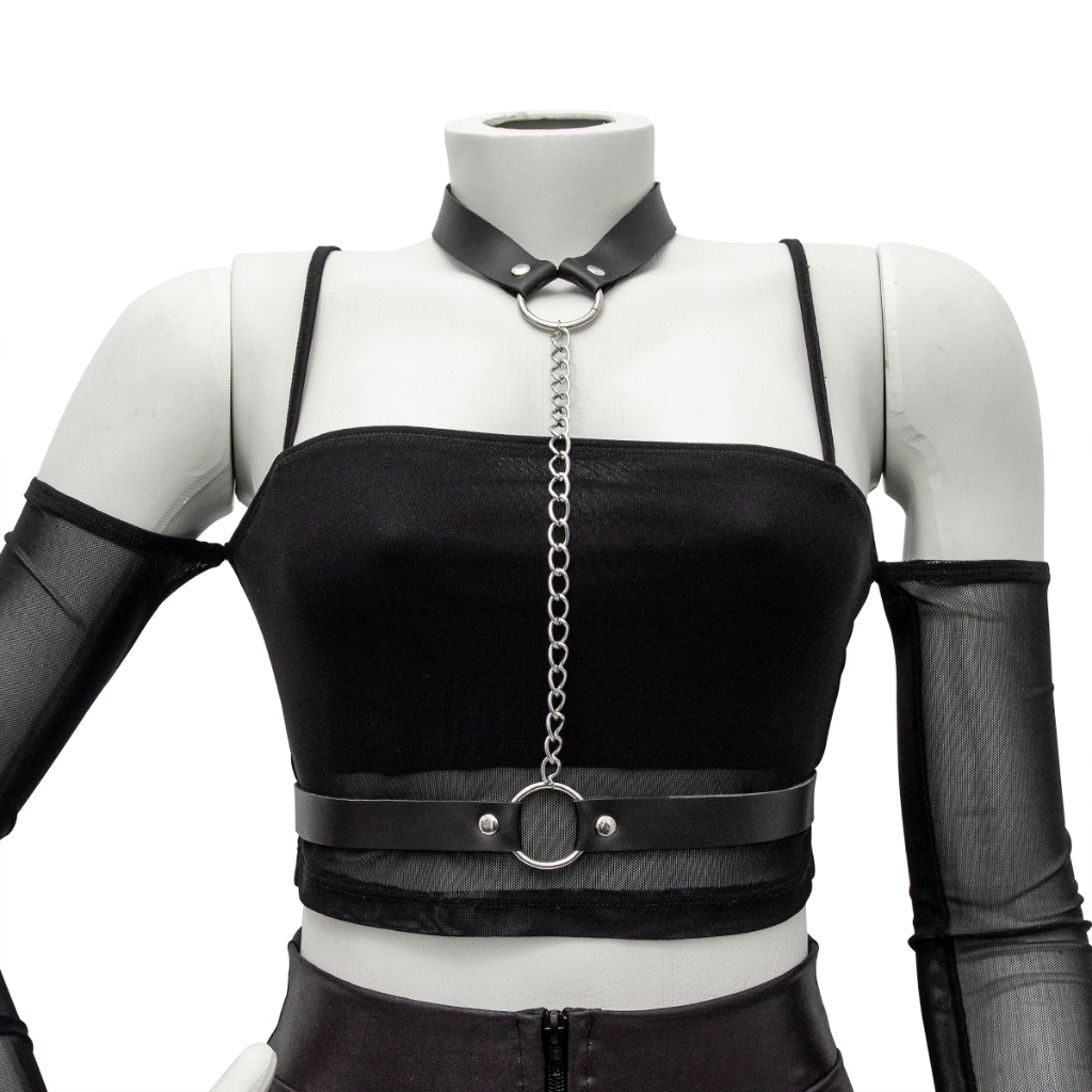 arness Alternativo e Sexy para Mulheres Corrente Prateada em Couro ...