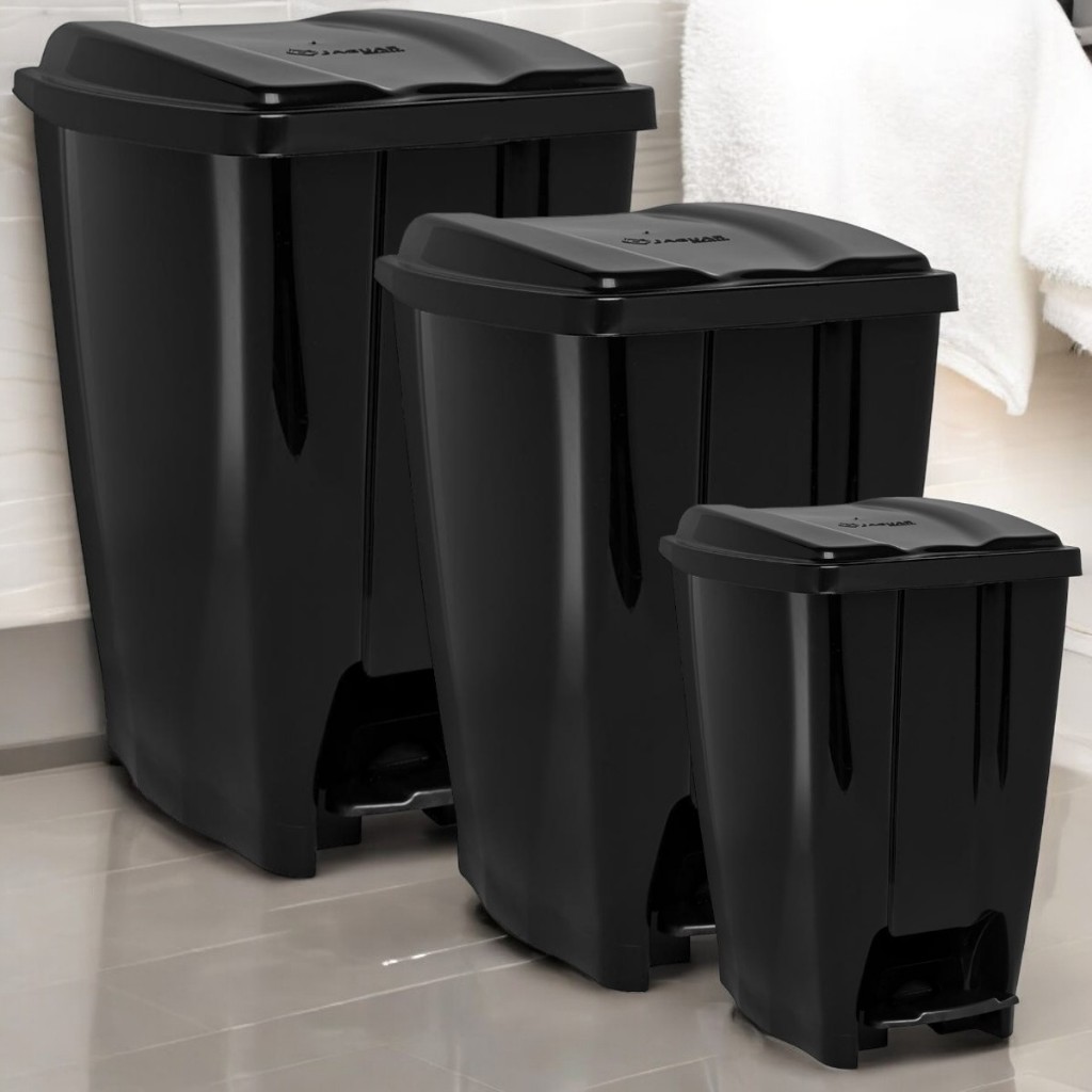 Kit 3 Lixeiras com Pedal e Tampa Multiuso para Banheiro Cozinha de ...