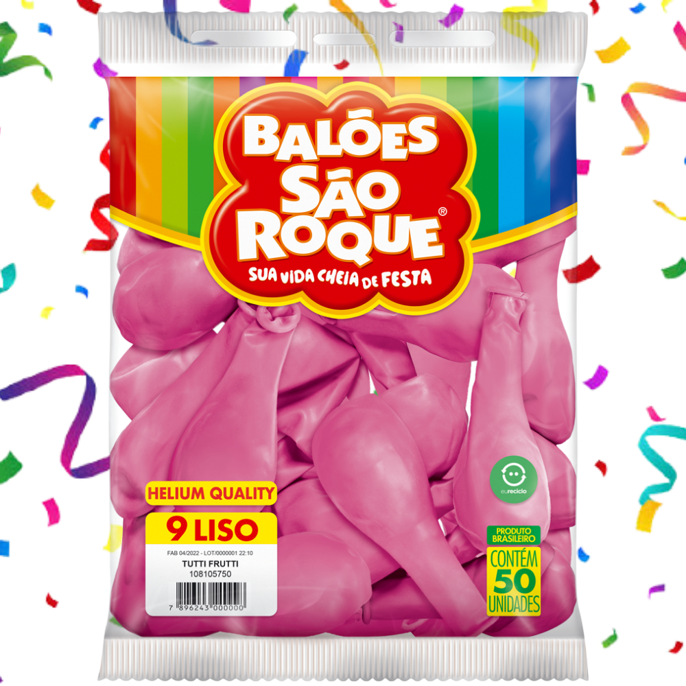 Balão Aniversário Bexiga Rosa Tutti Frutti 50un N°9 Decoração Festas ...