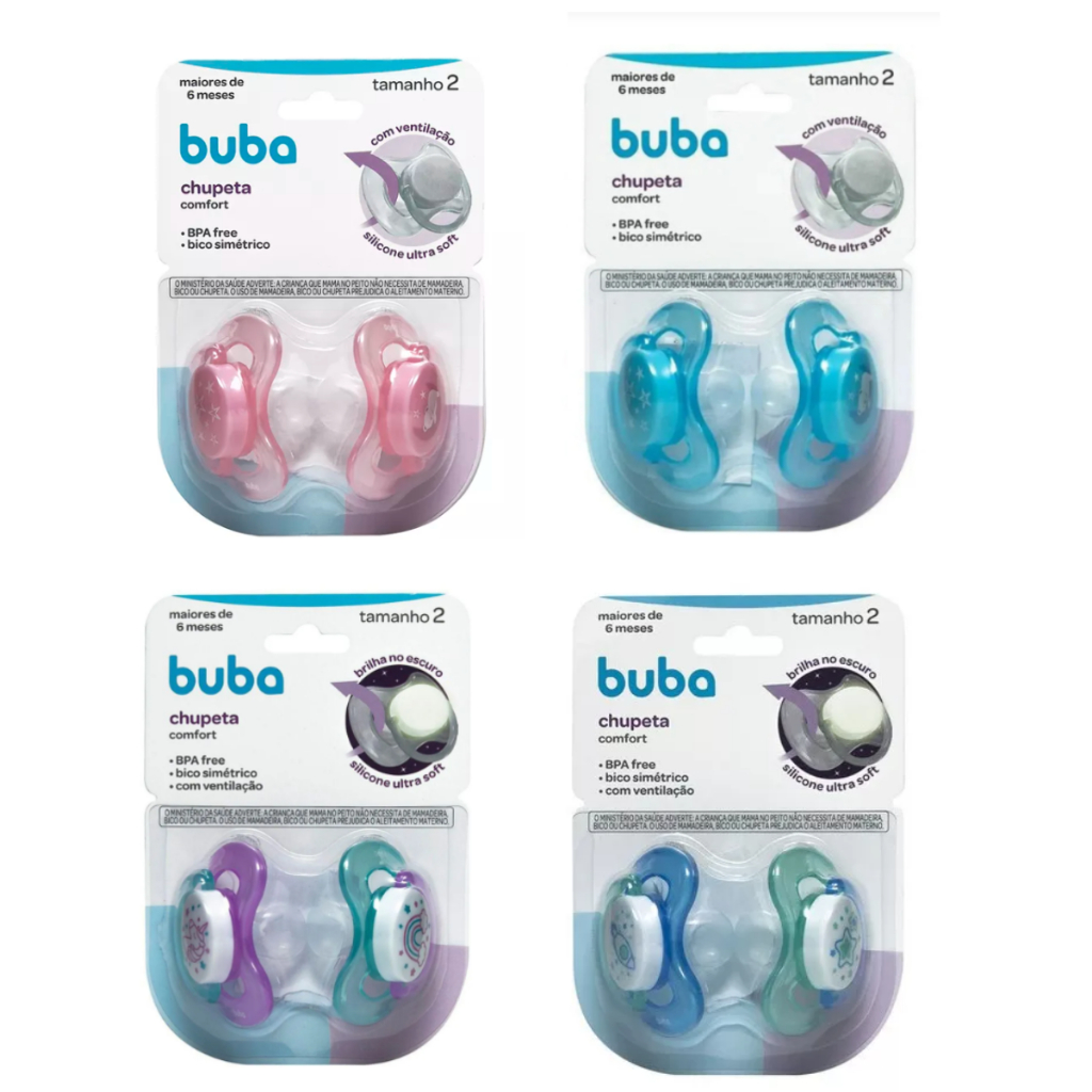 Kit Chupeta Buba 2 Unidades Comfort Chupeta Dupla Buba Bico de Silicone ...