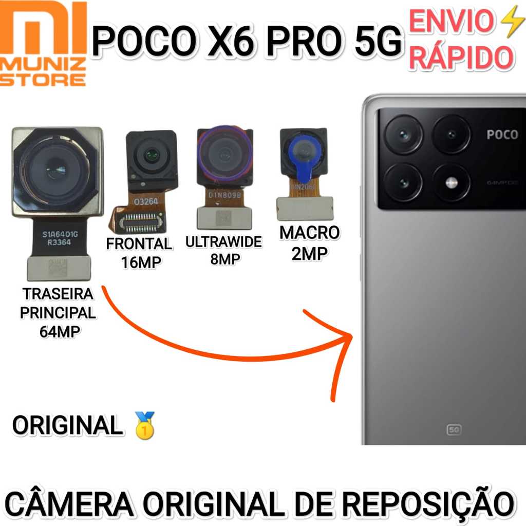 Câmera Poco X6 Pro 5G Frontal/ Traseira/Macro/Ultrawide Câmeras ...