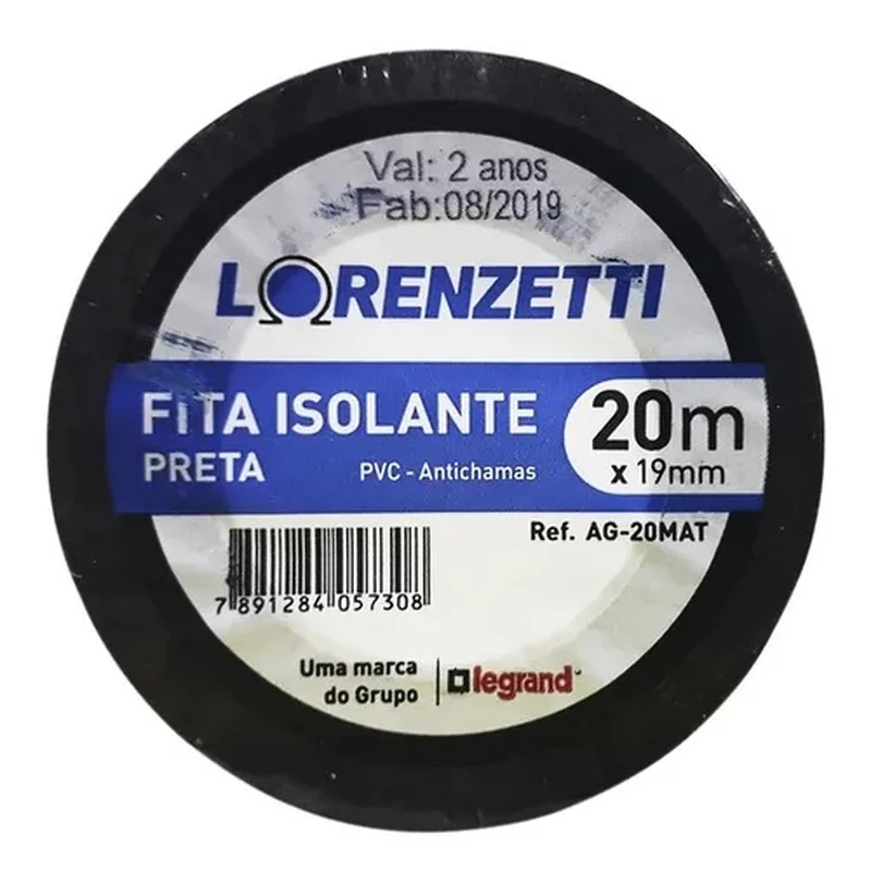 Fita Isolante 5m 10m 20mts Preta Anti Chama Legrand Lorenzetti 19mm ...