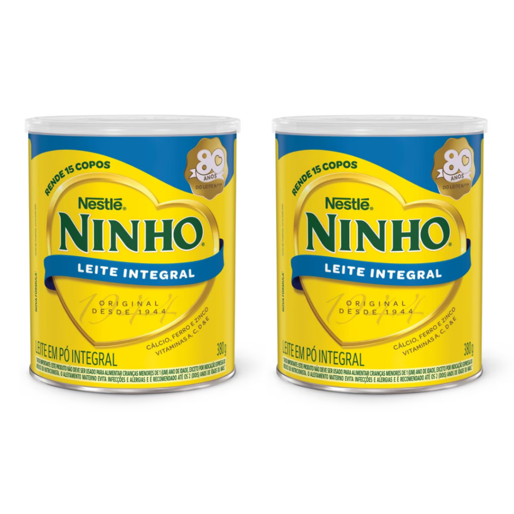 2 Leite Em Pó Integral Ninho Nestlé Lata 380g | Shopee Brasil