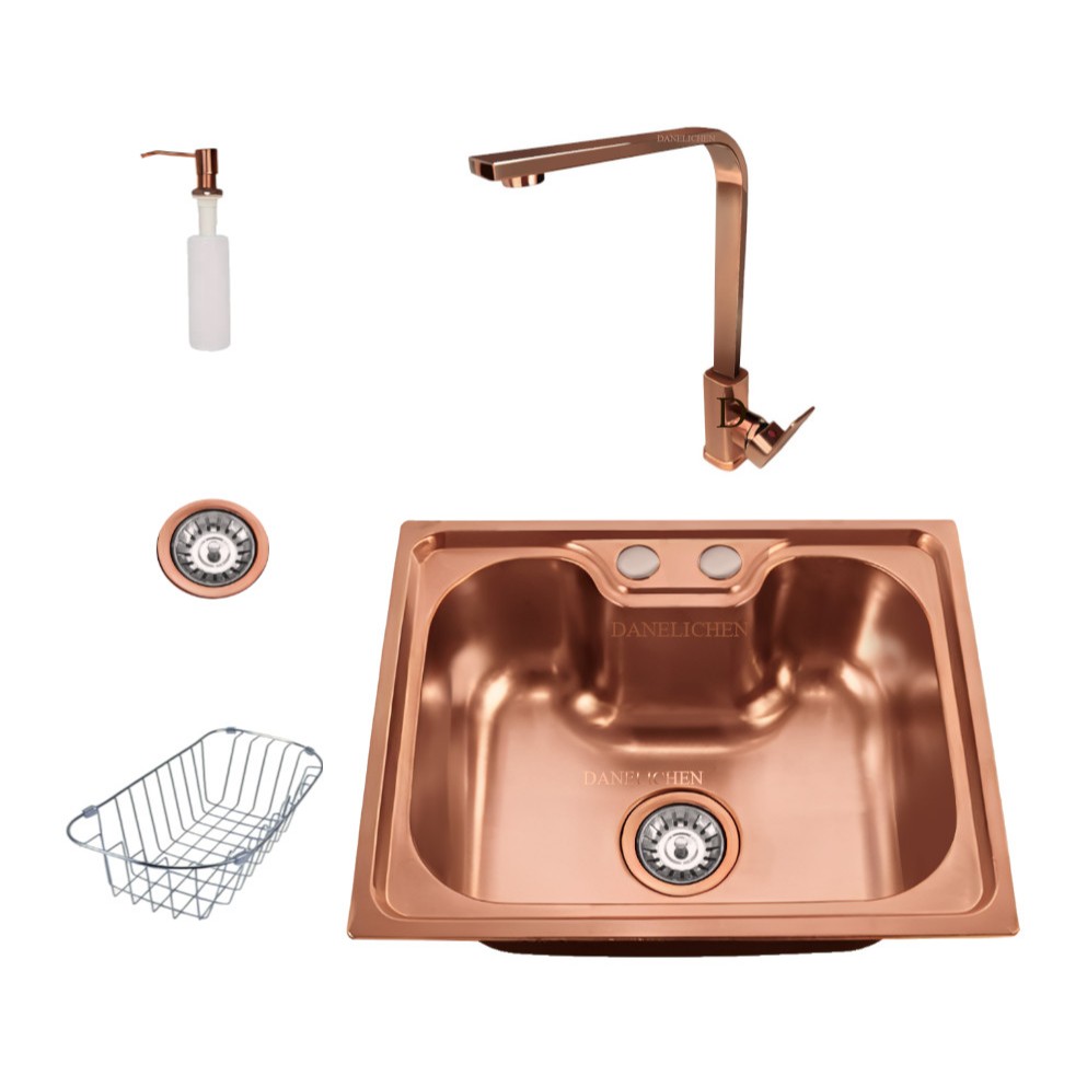 Kit Cuba INOX Rose Gold + Torneira Bancada Monocomando Rose Gold INOX ...
