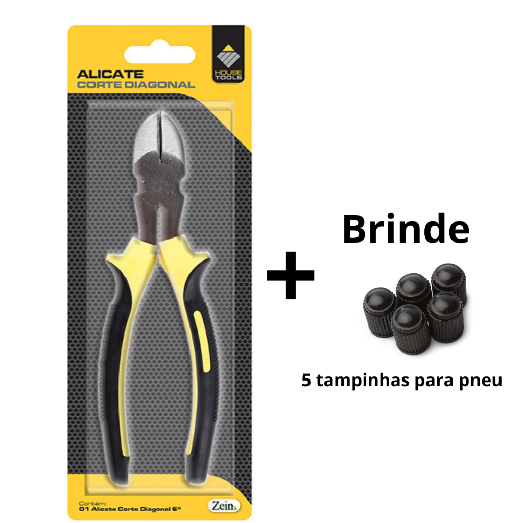 Alicate de corte diagonal de 6 polegadas cabo emborrachado - Embalagem tipo blister | Shopee Brasil