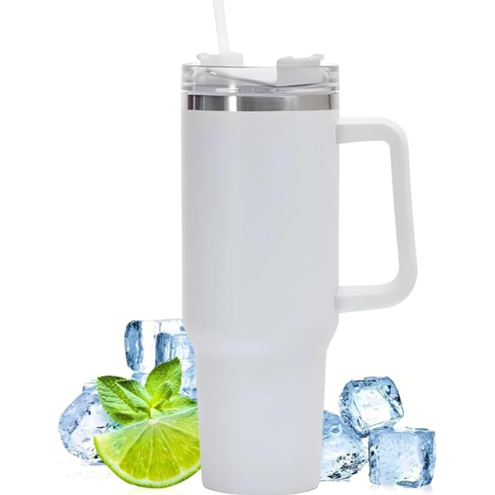 Copo Térmico Tipo Stanley Inox 1200Ml Canudo Transparente e Tampa ...