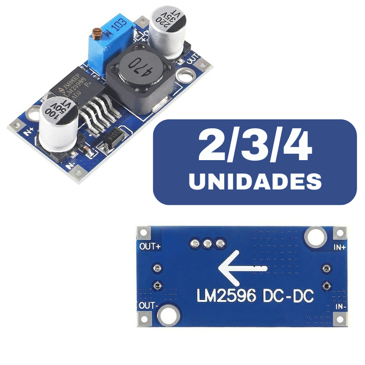 Kit Step Down Dc Dc Reguladores De Tensão 12v Para 5v Ajustável Lm2596