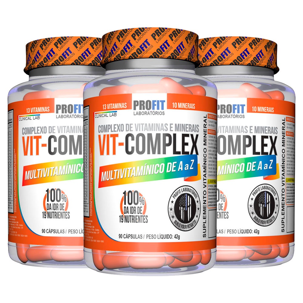 Kit 3x Multivitamínico Vit Complex - 90 Cápsulas cada - Profit Labs ...
