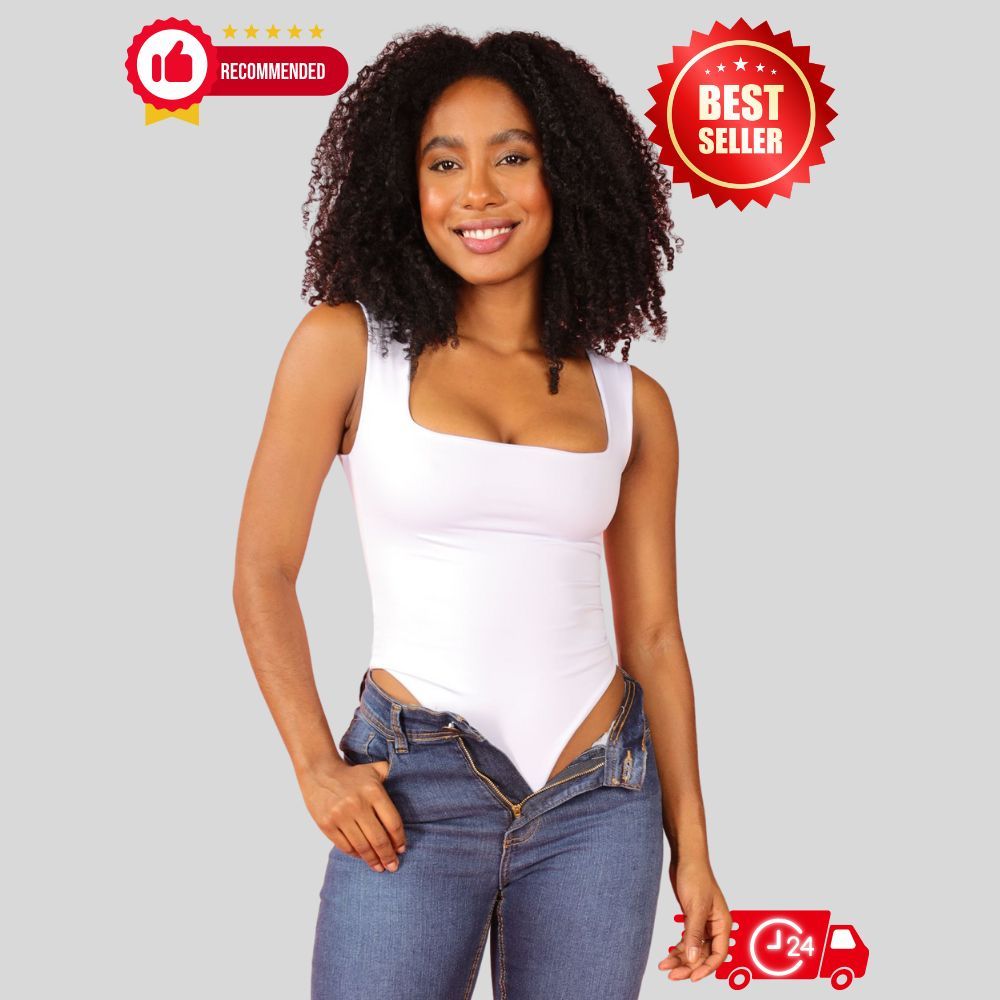 Body Feminino Regata Decote Quadrado Alça Larga Tecido Suplex Duplo ...