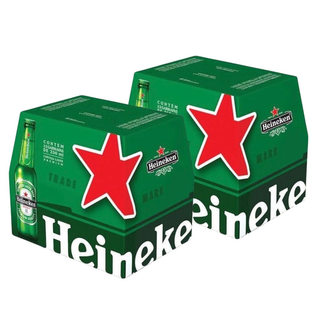 Heineken Cerveja 250ml Premium Lager Pack Com 24 Long Neck | Shopee Brasil