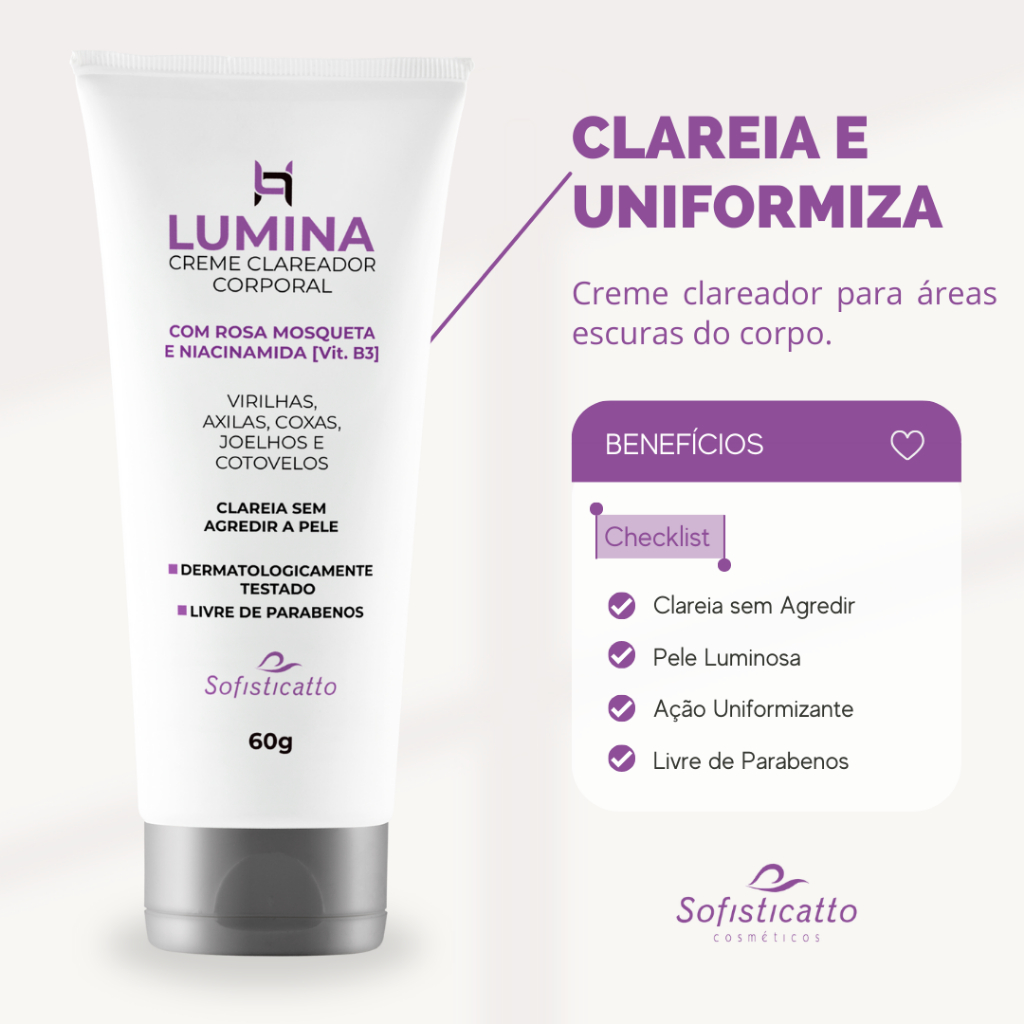 Creme Clareador Corporal Lumina Sofisticatto 60g | Shopee Brasil