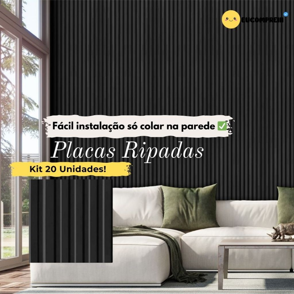 Kit 20 Placas Ripadas Decorativas de Parede 25x25cm 3D Revestimento PVC Alto Relevo | Shopee Brasil