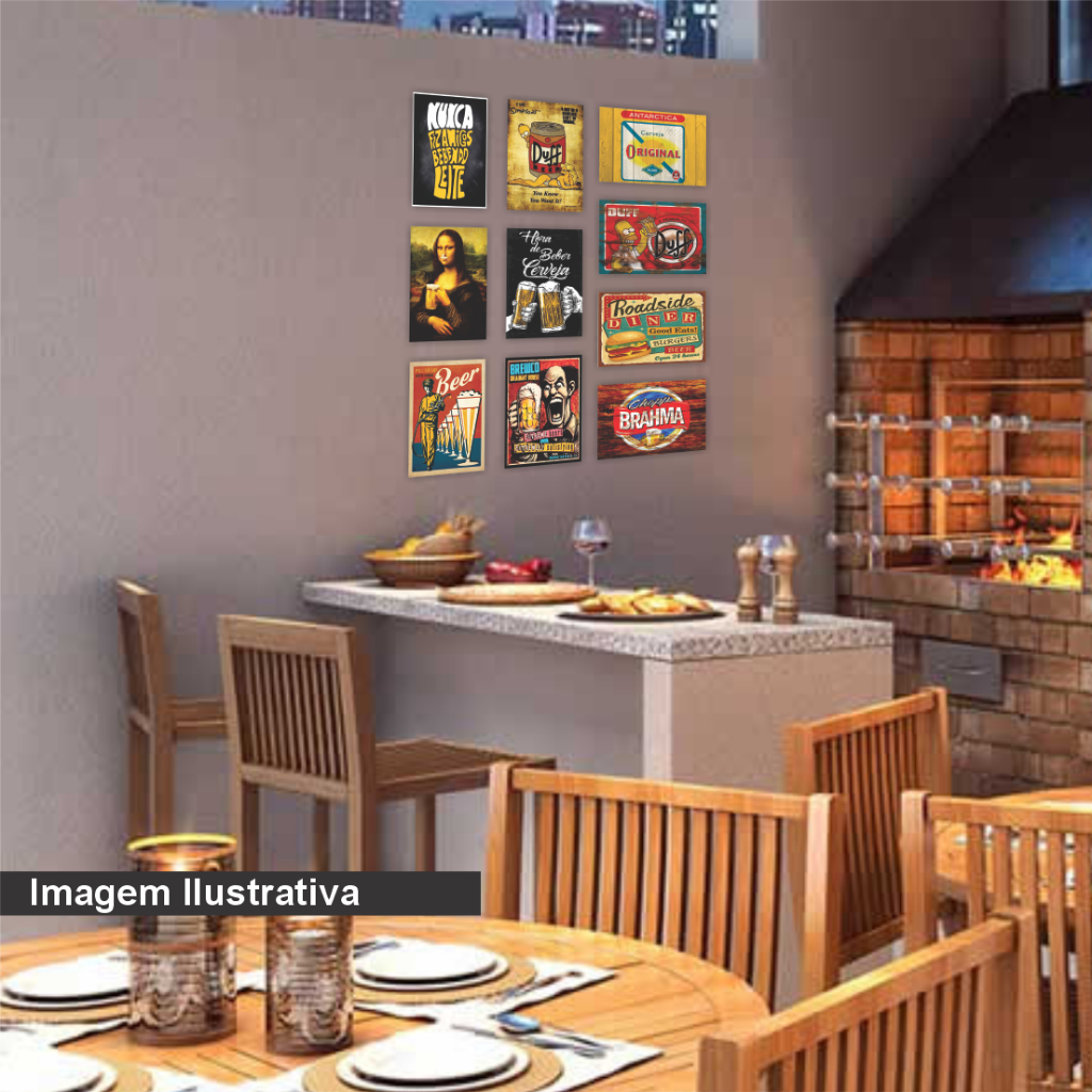 Kit 10 Quadros Decorativos Cantinho do Churrasco Area Gourmet 20x15cm ...