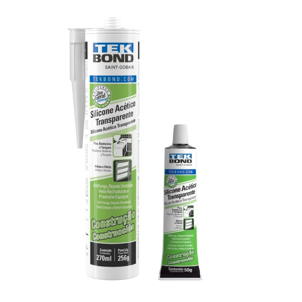 Cola de Silicone Transparente Acético para Construção Transparente Tek ...